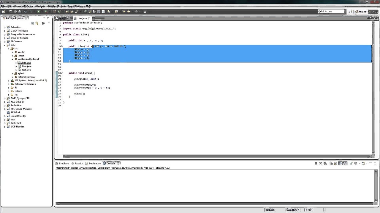 LWJGL - Dynamic Line Collision Detection (+ code @ github)