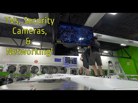 Wiring a Laundromat for TVs, Security Cameras, & Networking!