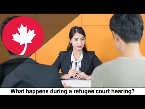 What happens during a refugee court hearing at the Refugee Protection Division?