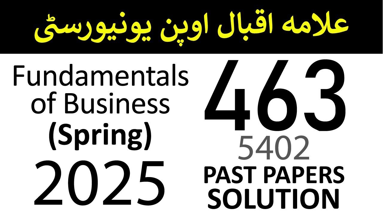 AIOU Code 463 / 5402 Past Paper | Spring 2025 | Fundamentals of Business | AIOU Corner