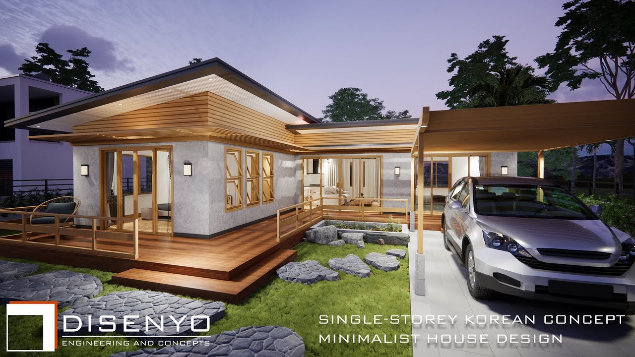 SINGLE-STOREY KOREAN CONCEPT MINIMALIST HOUSE DESIGN