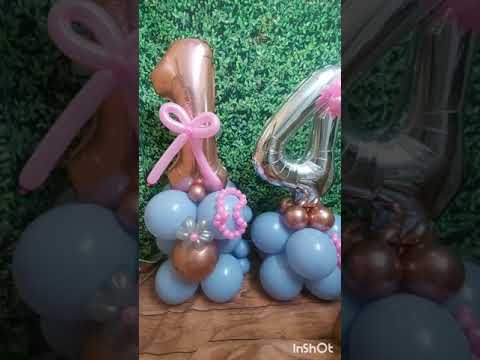 14th birthday party decoration balloon decoration, number tower, bouquet/display Rose gold,Grey&Pink