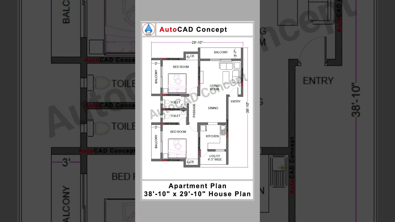 Apartment Building Plans | Modern apartment house plan | 2 bedroom apartment house plans #home #2d