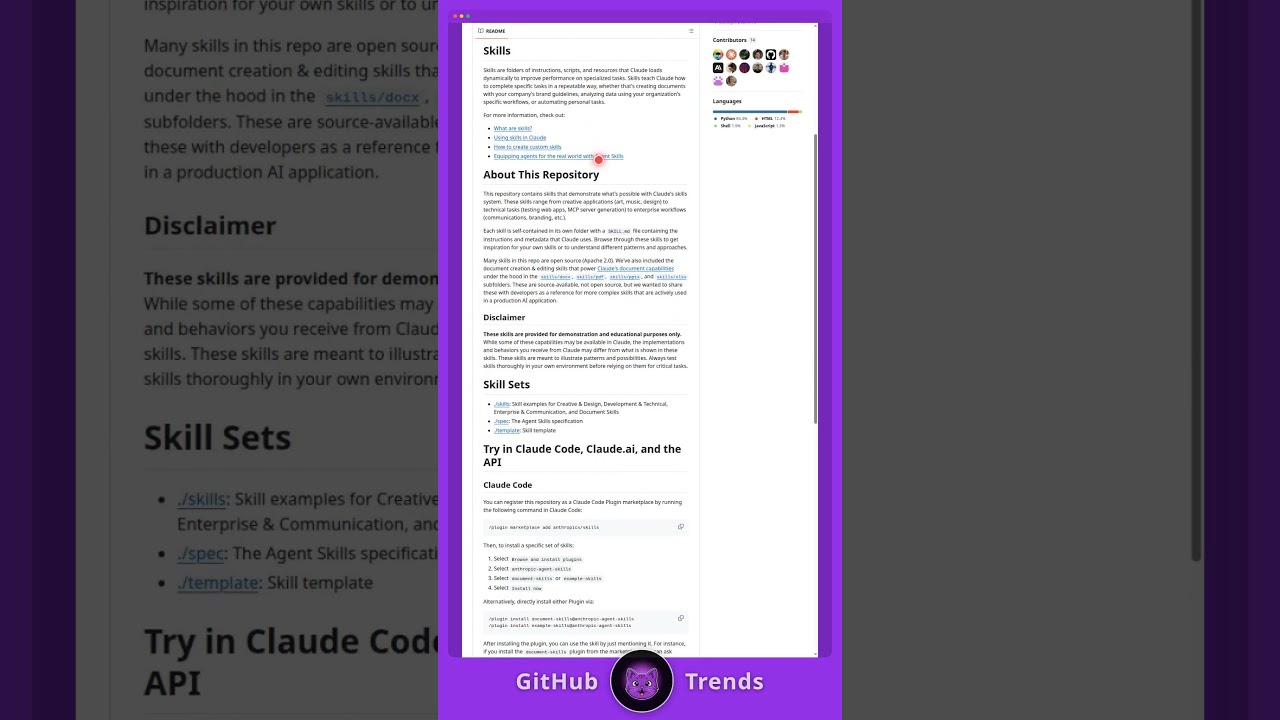 Anthropic Just Open-Sourced the Skills That Power Claude — 117K Stars #Shorts