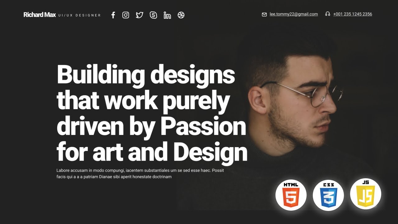 Build Responsive CV Resume Website using HTML CSS JavaScript | With Source Code