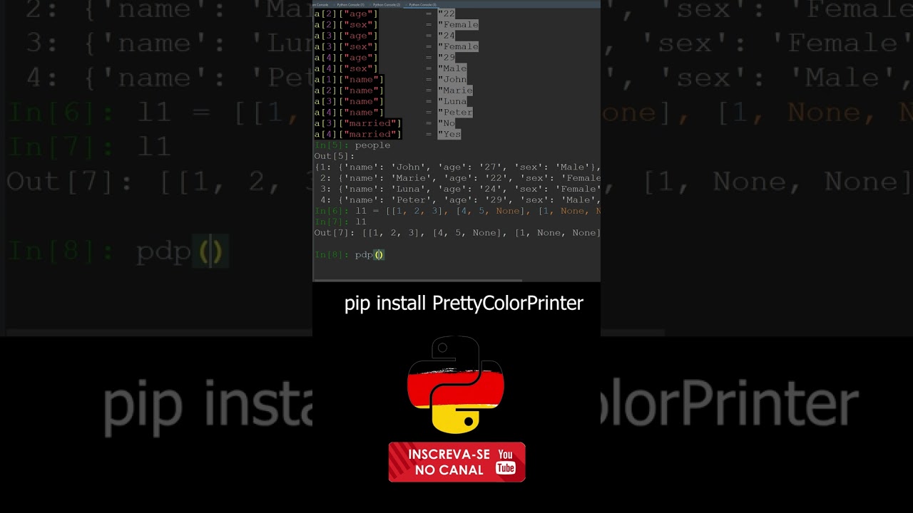 list/dict/tuple colorido - pretty print - Python