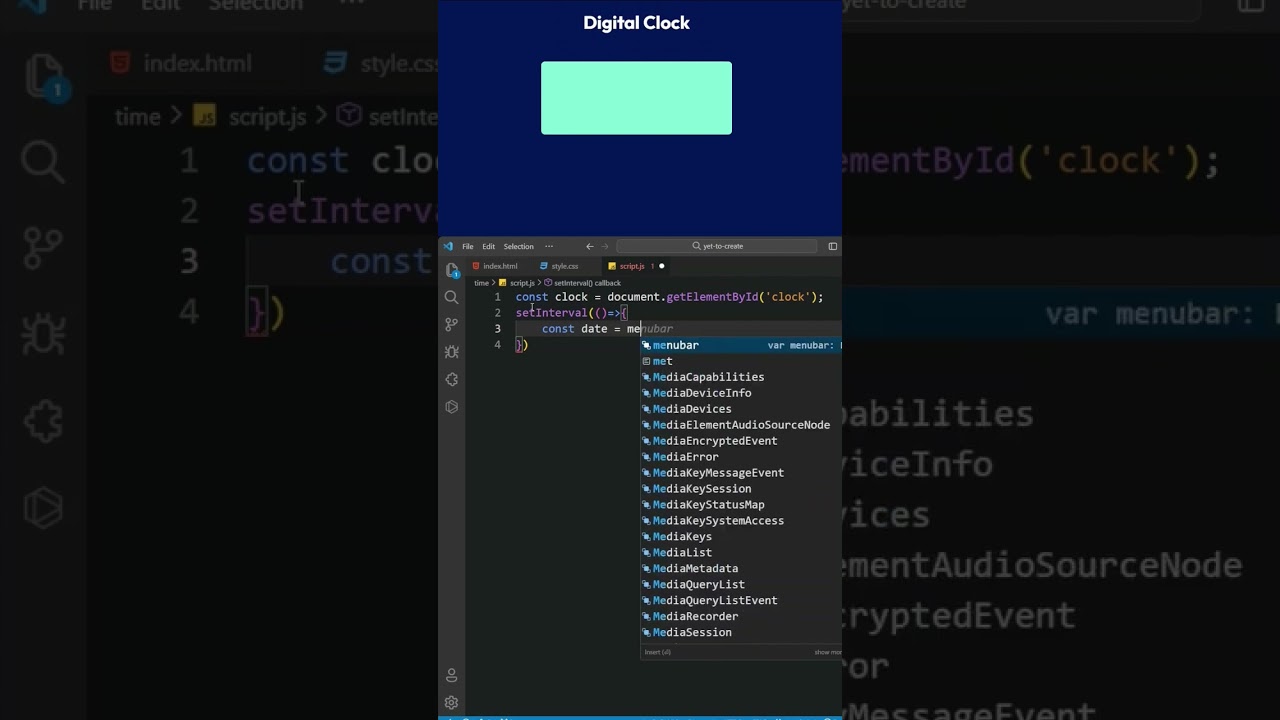 Digital Clock using JavaScript.#programming #javascript #html #css #webdevelopment #html5 #coding .
