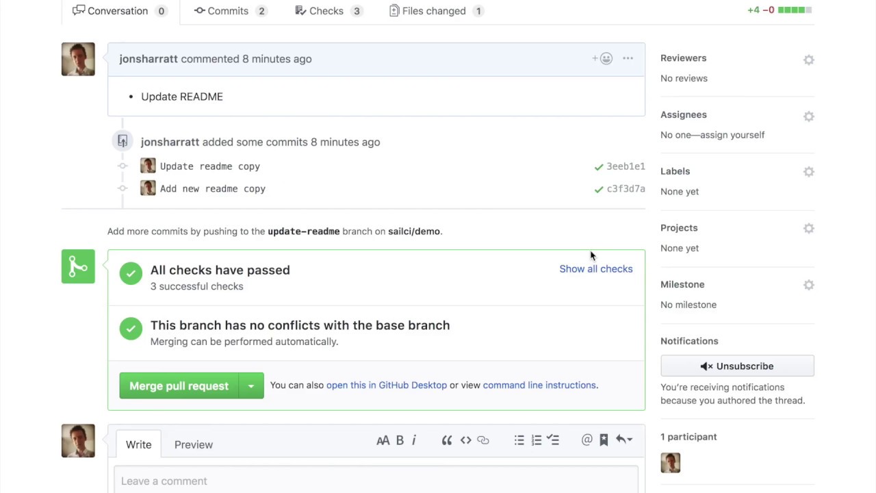 Sail CI: GitHub Apps Integration Demo