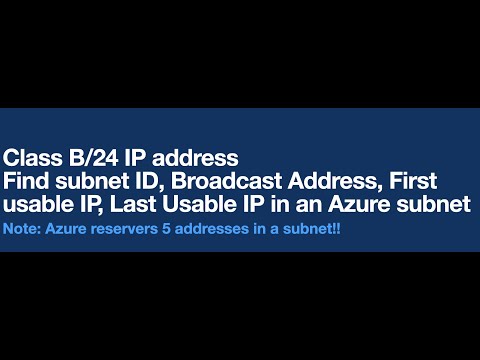 Class B/24 IP address - Find subnet ID, Broadcast Address, First usable IP, Last Usable IP in Azure