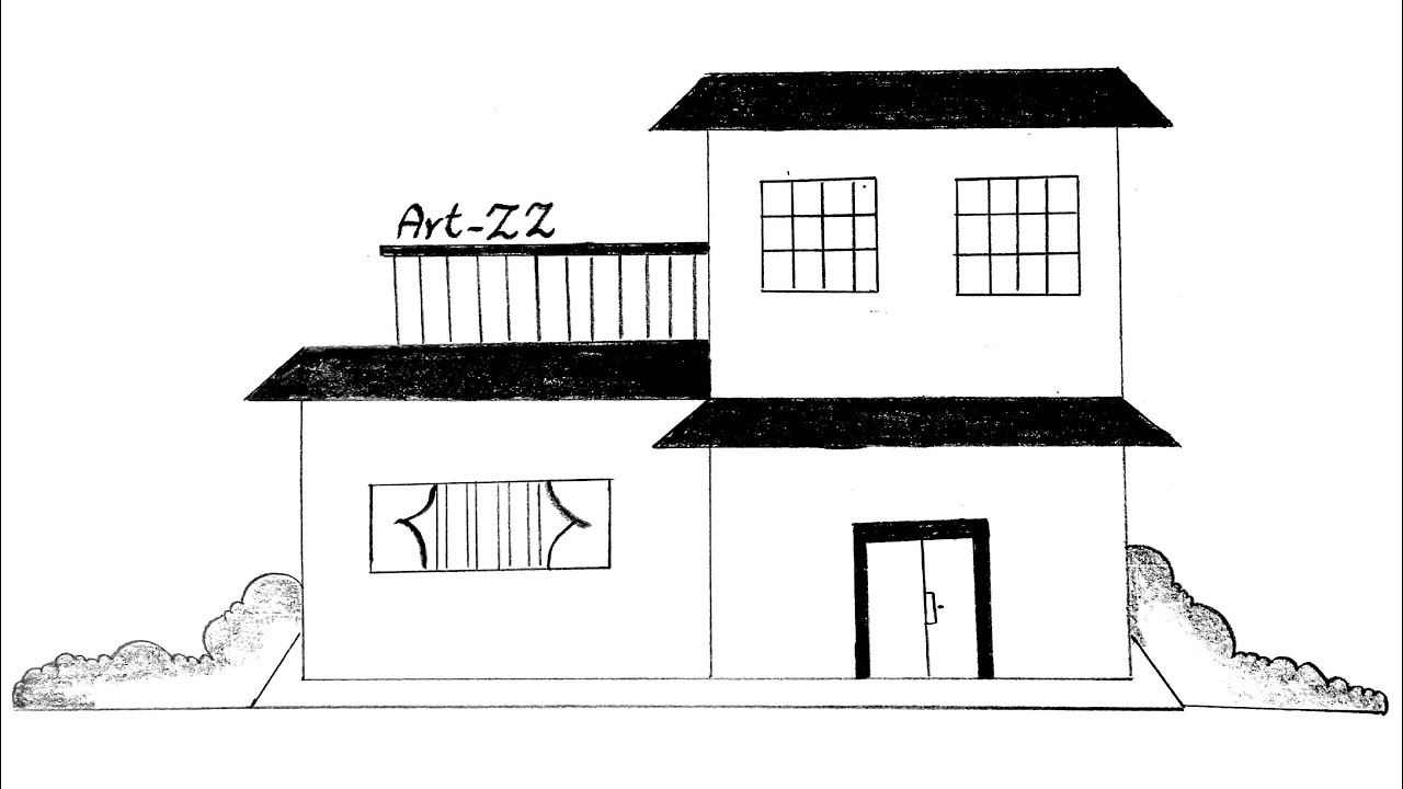 Draw | Beautiful HOUSE Scenery | My Village House | Easy Drawing