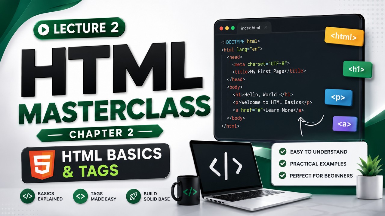 Complete HTML Course Lecture 2 | HTML Basics & Tags