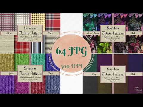 64 Seamless Fabric Textures, Seamless Fabric Patterns, Digital Papers, Printable Scrapbook - Set 1