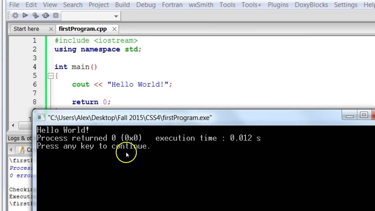 Write Compile and Run a Program in Codeblocks