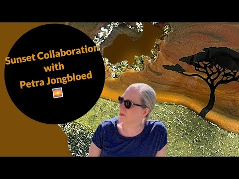 #666 EN: Creating a Golden African Sunset | Abstract Resin Art | Collab with @petrajongbloed4425