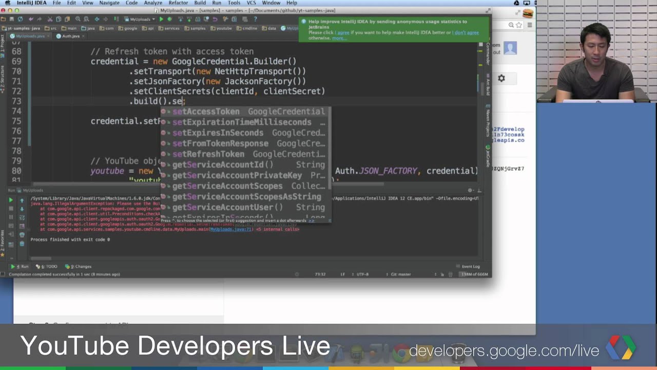 YouTube Developers Live: Tips and tricks for working with OAuth with the Java API