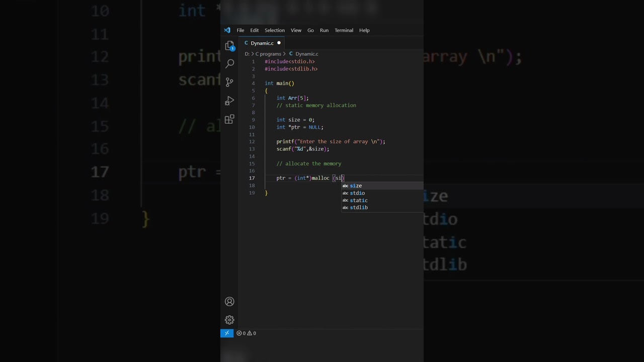 memory management in c #shorts #coding #viral