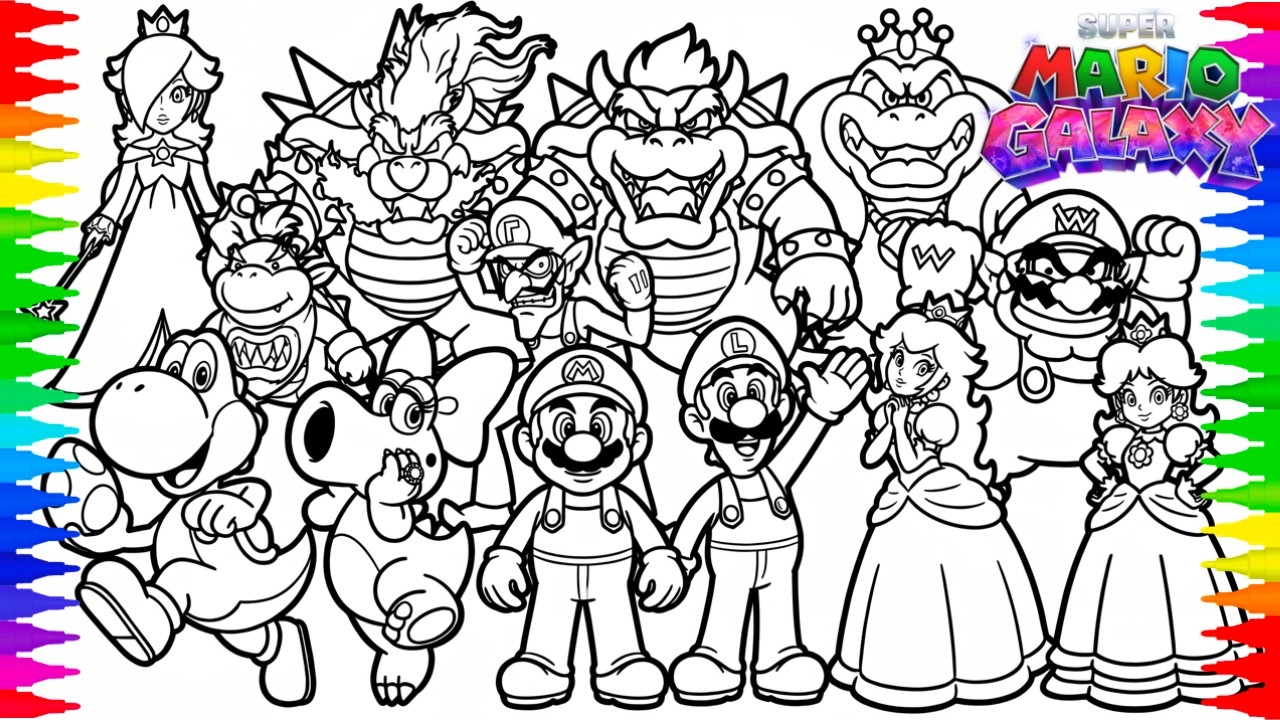 The NEW SUPER MARIO GALAXY Movie ALL Characters || Super Mario Galaxy Movie Coloring Page