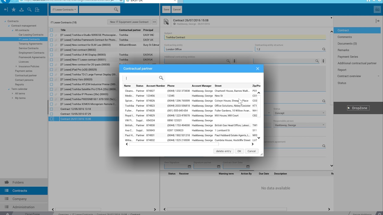 EASY CONTRACT MANAGEMENT:    Browse and Create Contracts