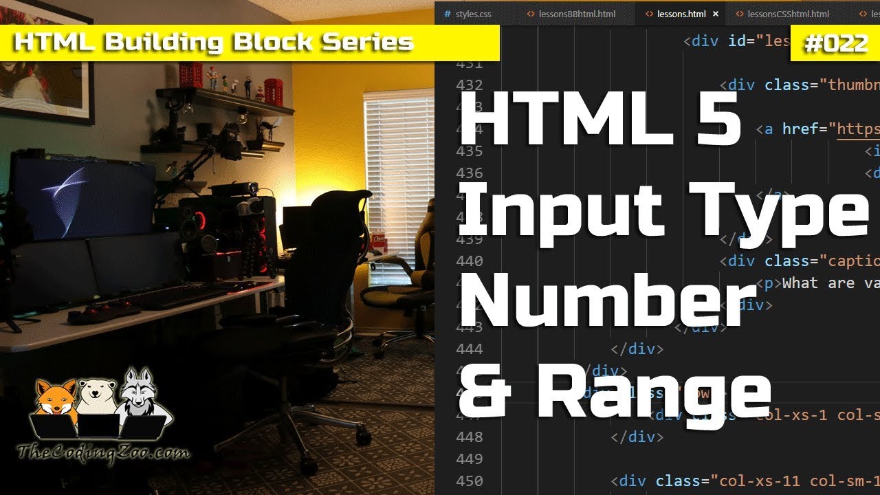 HTML 5 Input Number and Input Range - HTML Building Blocks Lesson 22