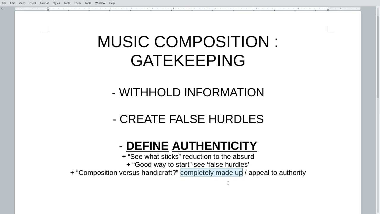 How to Write Music: Gatekeeping (Talking Only)