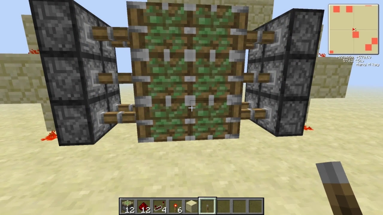 Minecraft Compact Hidden Piston Door 2x3 60 sec tutorial