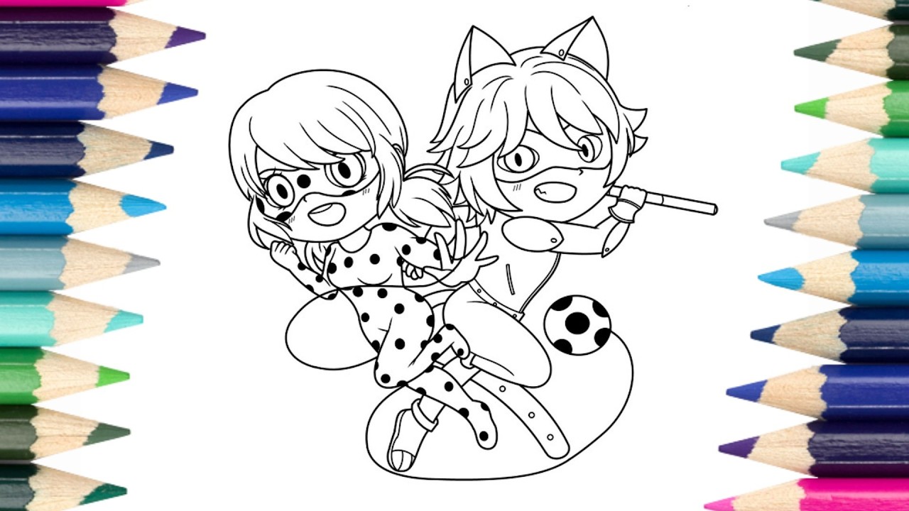 Miraculous Ladybug and Cat Noir Coloring Page
