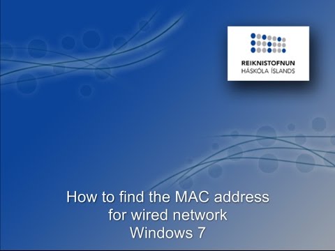 Find MAC address for wired network Win 7
