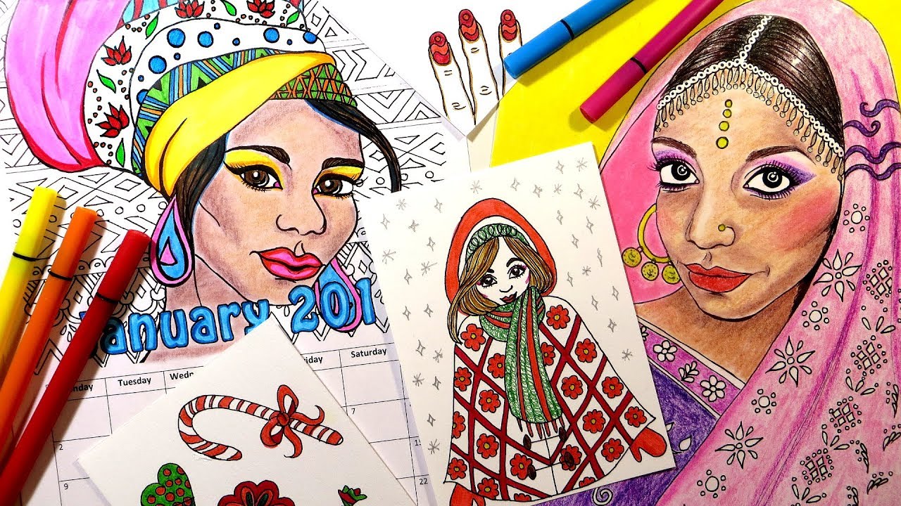 African and Indian Coloring Book Pages, Calendars and Cards || Download and Print