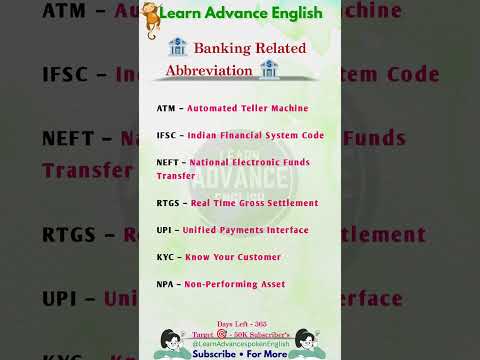 Banking Related Useful Abbreviation | #364 | Spoken english practice #shorts #english