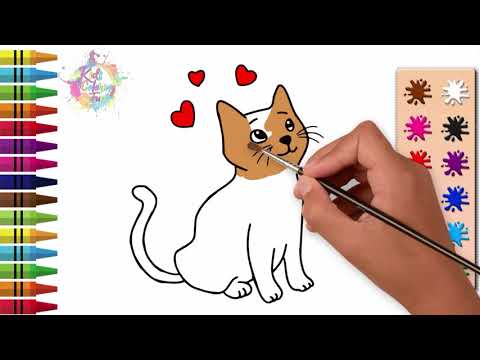 Kitten Coloring Video - How To Draw A Kitten For Kids - Kitten Drawing And Colouring - Kids Coloring