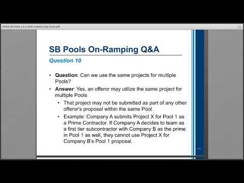 OASIS SB Pool 1, 3, 4 and OASIS 8(a) On-Ramp - Q&A