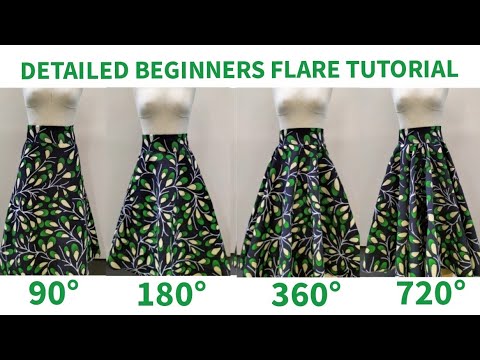 How to CUT 90,180,360 and 720 Degrees Flare Skirt //Quater,Half,Full and Double//(Detailed)