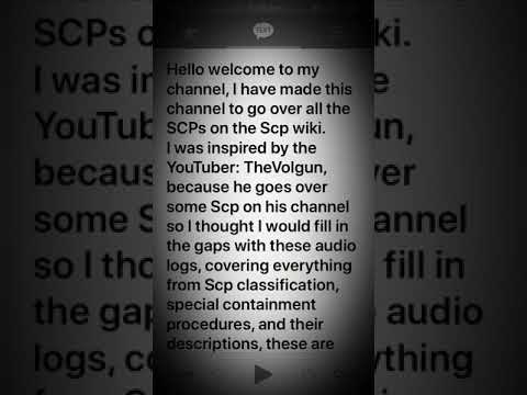 Welcome to Scp wiki Reader channel