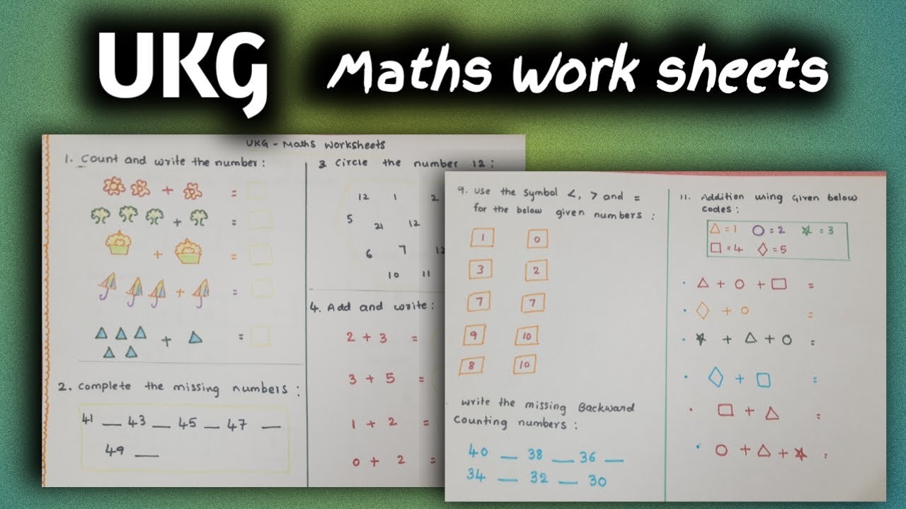 UKG Math's daily worksheets || UKG Math's worksheets || Math worksheets for Nursery ||  UKG Addition