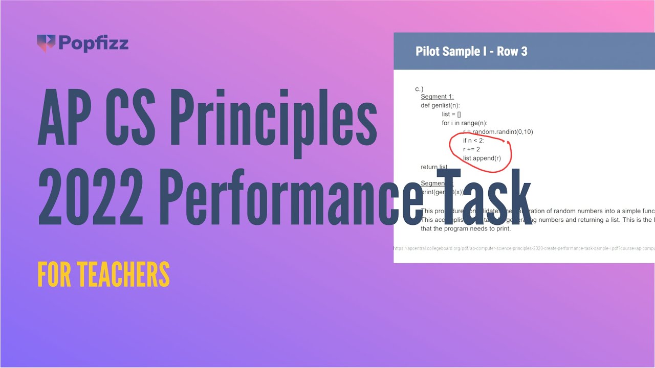 2022 APCSP Performance Task Webinar
