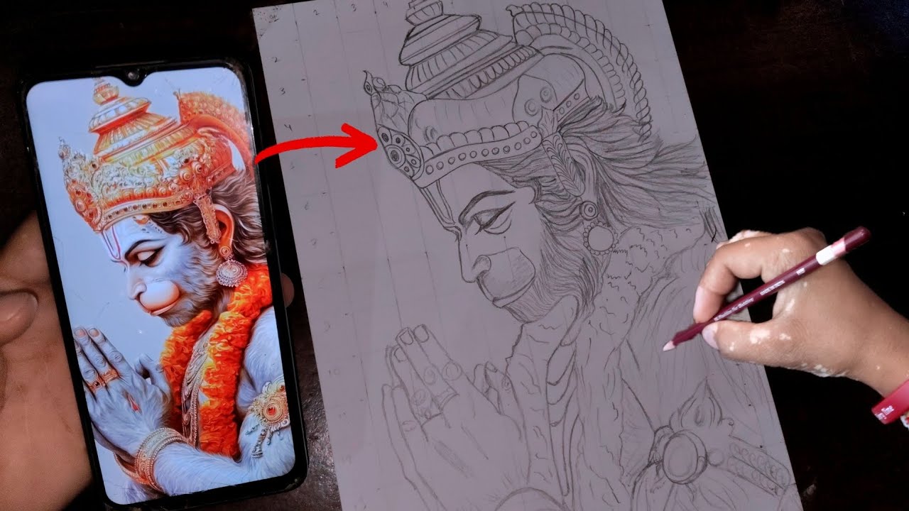 Draw With Me - Hanuman Ji Drawing, Hanuman jayanti, Outline tutorial 