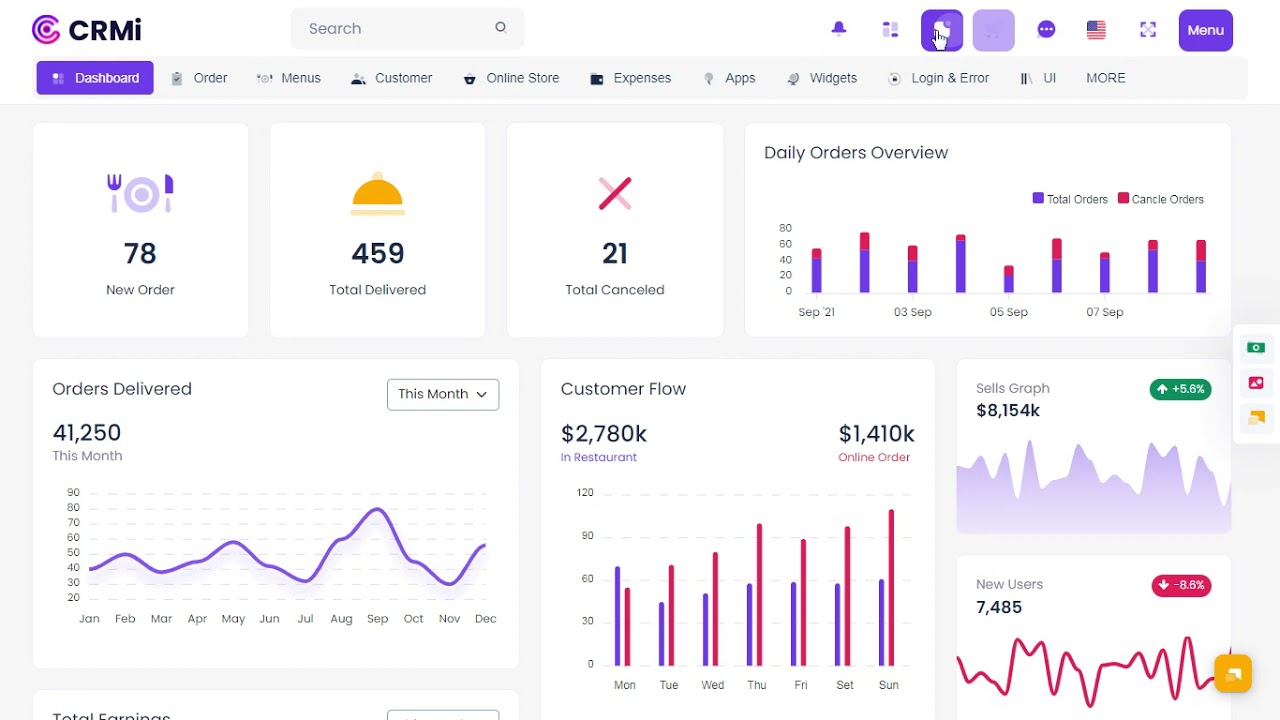 Restaurants Dashboard Bootstrap 5 Admin Template with LTR Light Theme