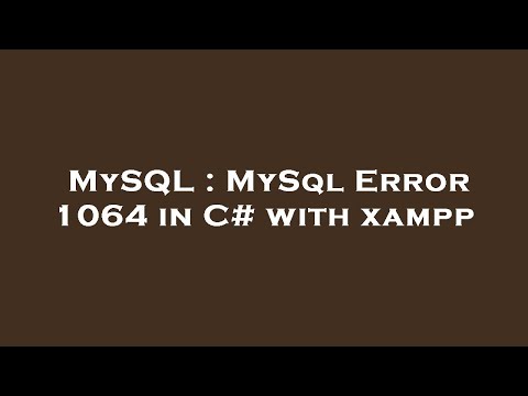 MySQL : MySql Error 1064 in C# with xampp