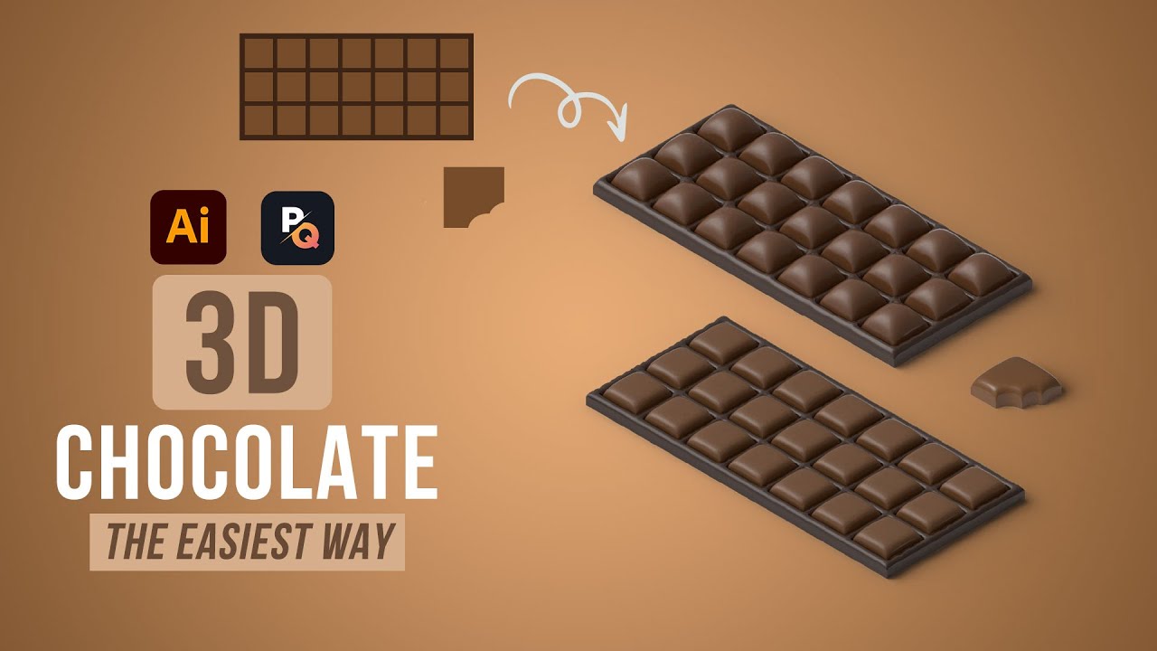 How To Make 3d Chocolate In Seconds In Adobe Illustrator | Tutorial 2022 @PicQuick
