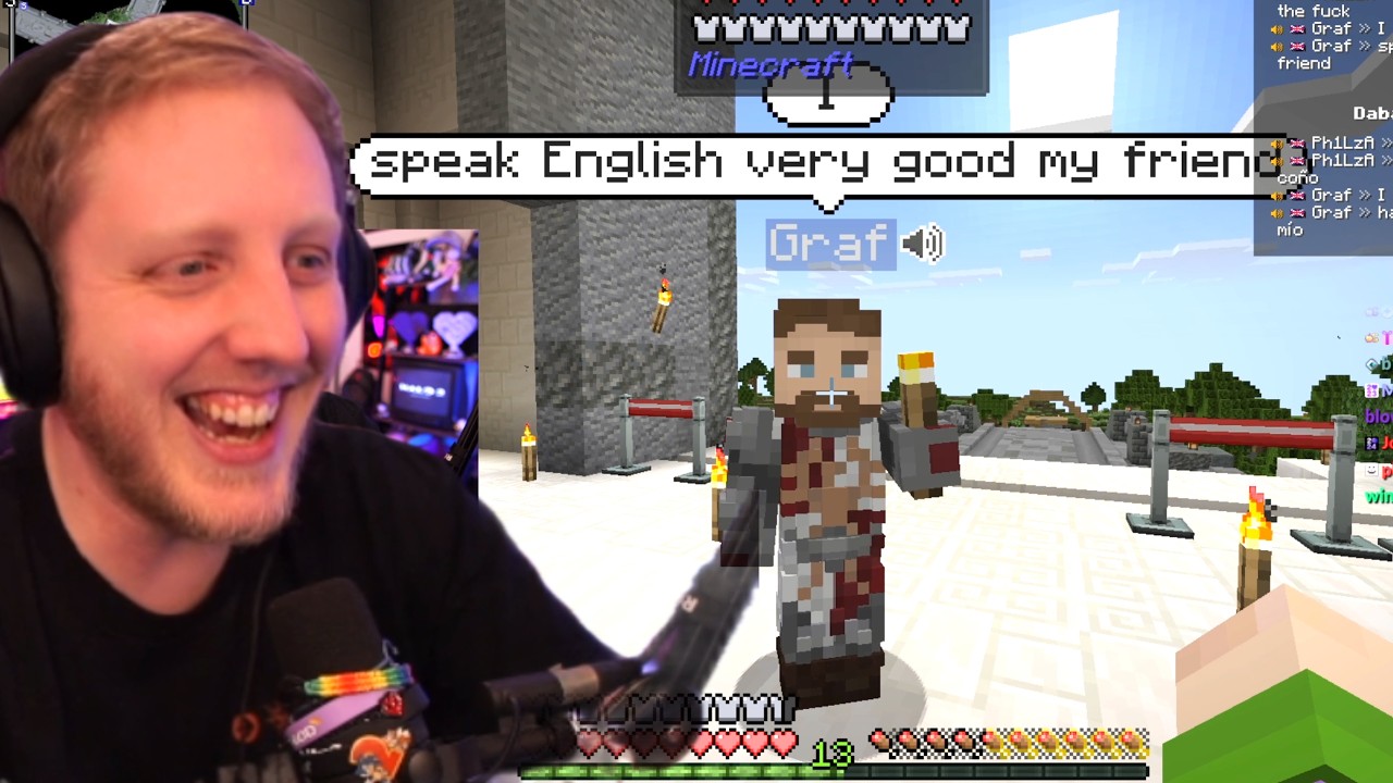 Philza Reacts to Graf's Perfect English on QSMP Minecraft