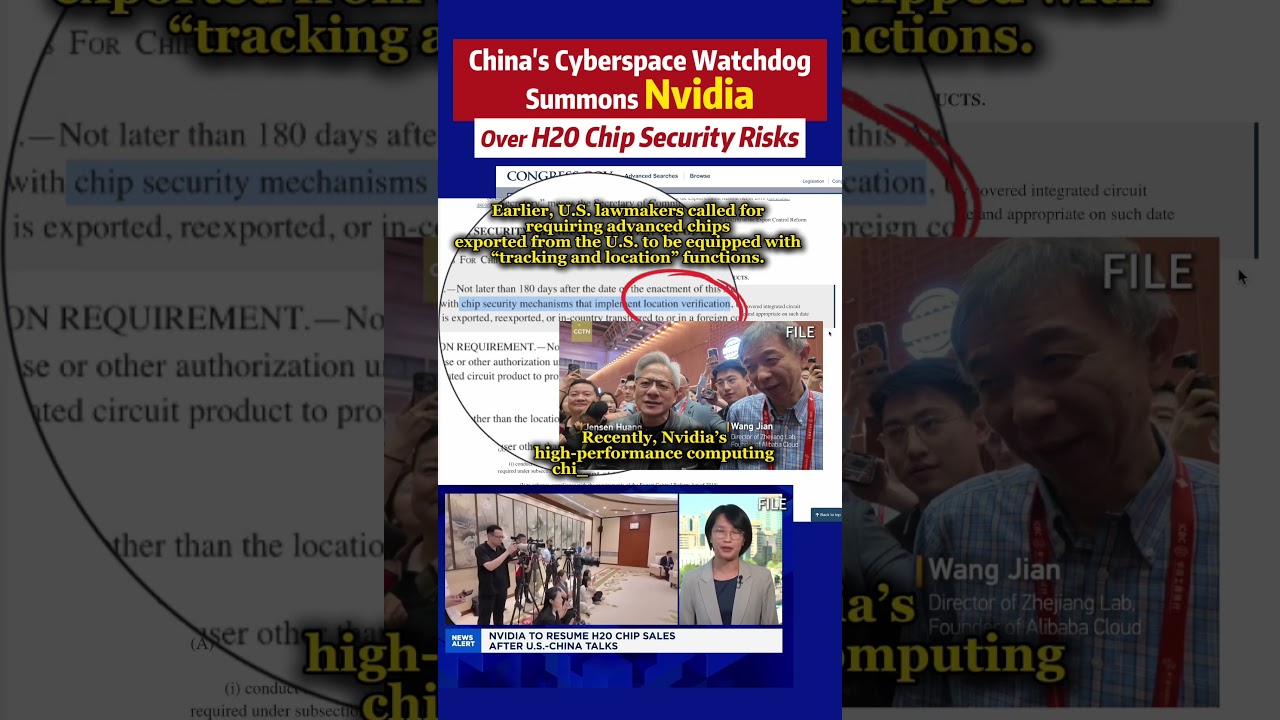 #china 's Cyberspace Watchdog Summons #nvidia Over #H20 #chip Security Risks #usa #battle #export