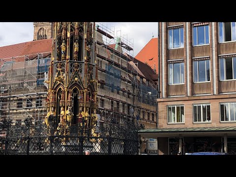 [Gold Ring, Beautiful Fountain ( Schoner Brunnen ) in Main Market ( Hauptmarkt ) Nuremberg, Germany