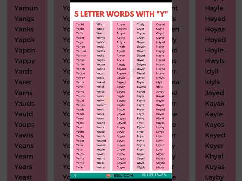 5 Letter words with ''Y'' meaning