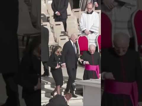 Biden assisted down stairs at Pope Francis' funeral