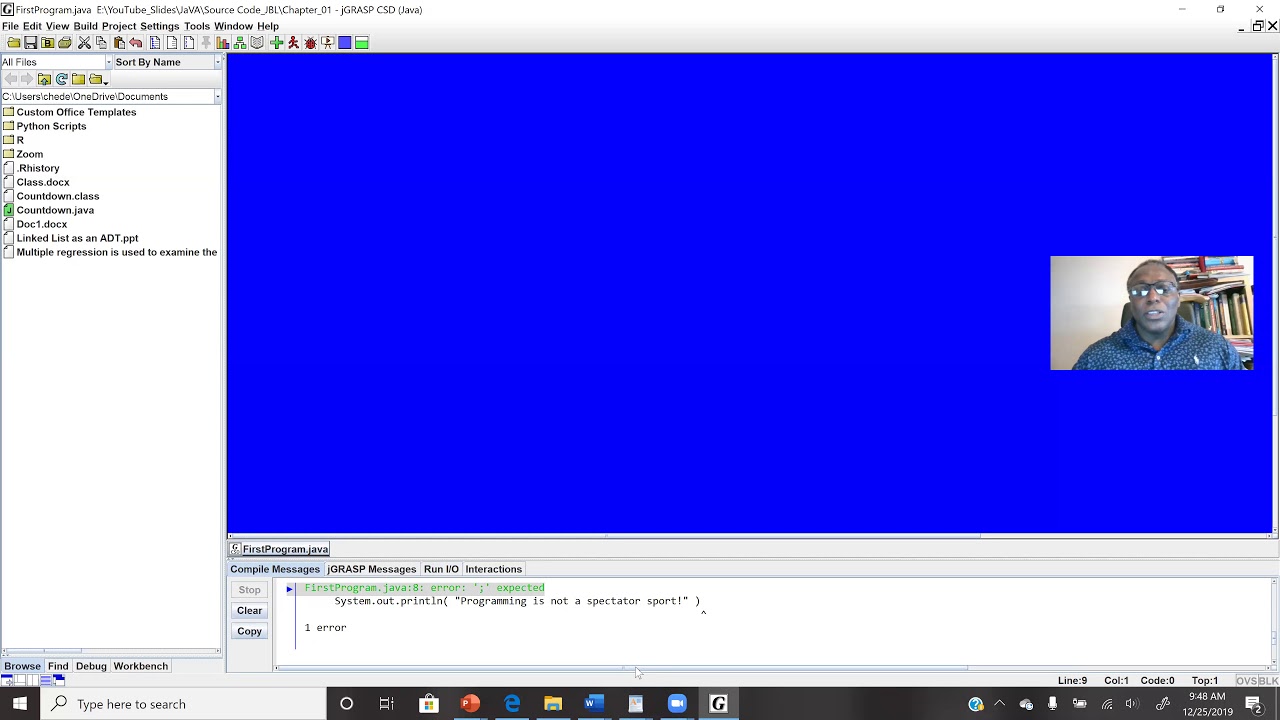 Java Programming Lab 1: Download Eclipse and JGRASP IDE -- First Java Code (Message display)