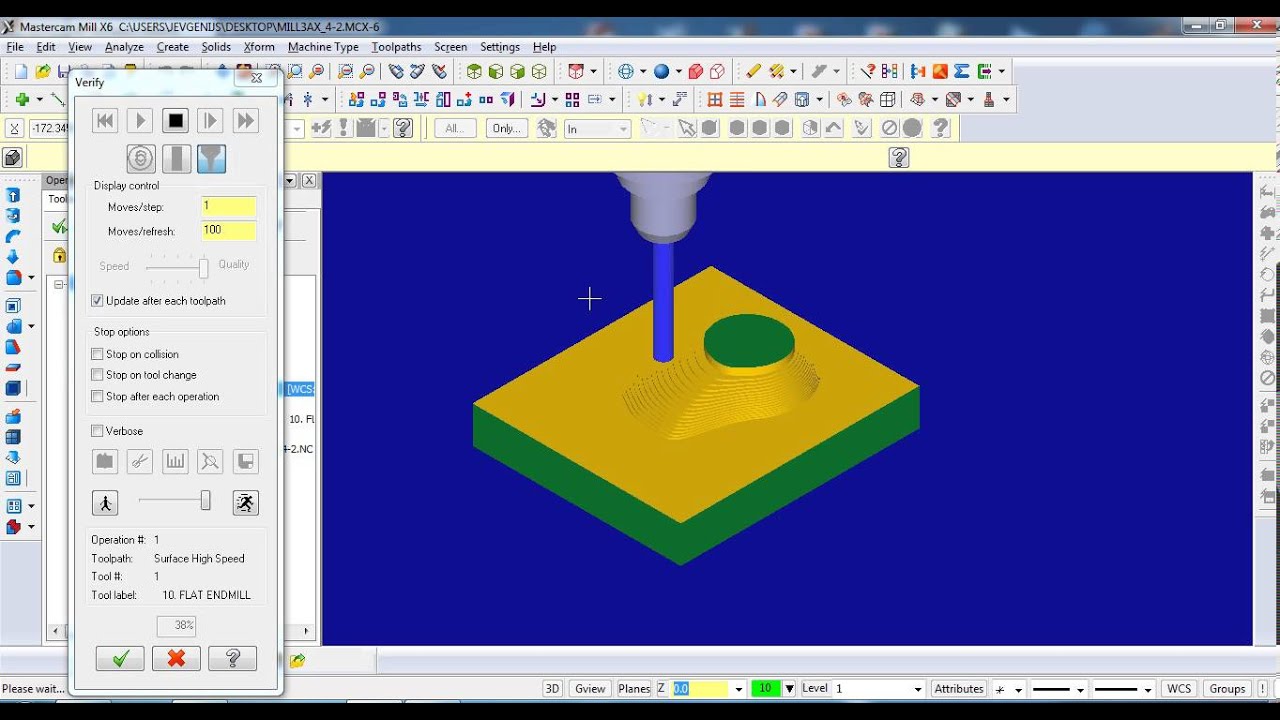 OptiArea toolpath at MasterCAM X6