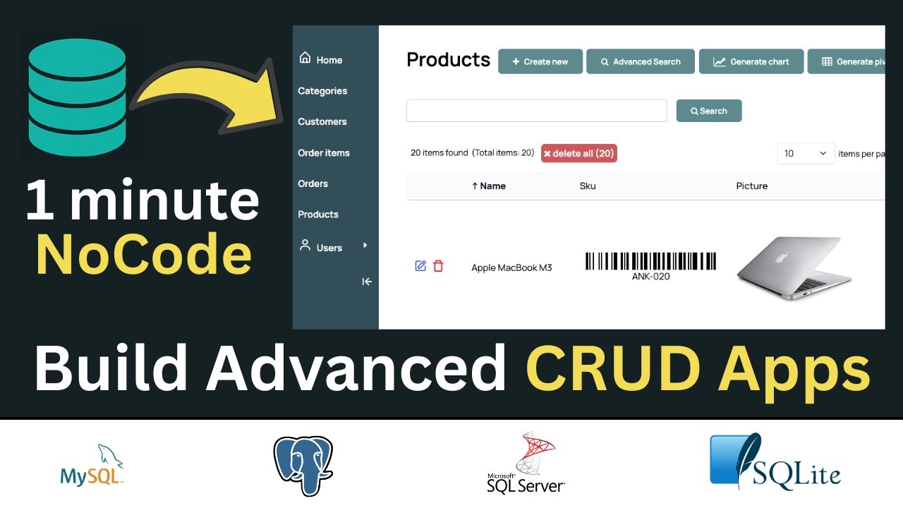 Build Enterprise-Ready CRUD Apps from a Database in 1 Minute (NoCode)