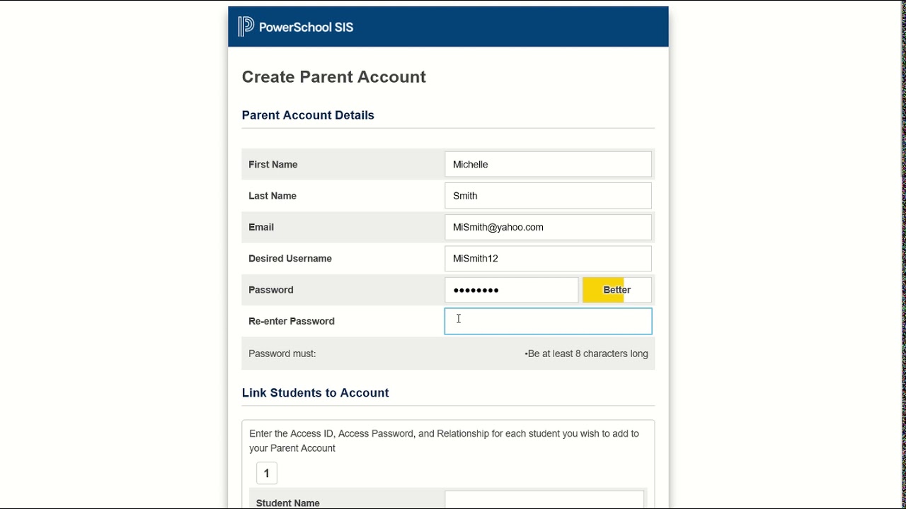 Creating a Parent Portal Account