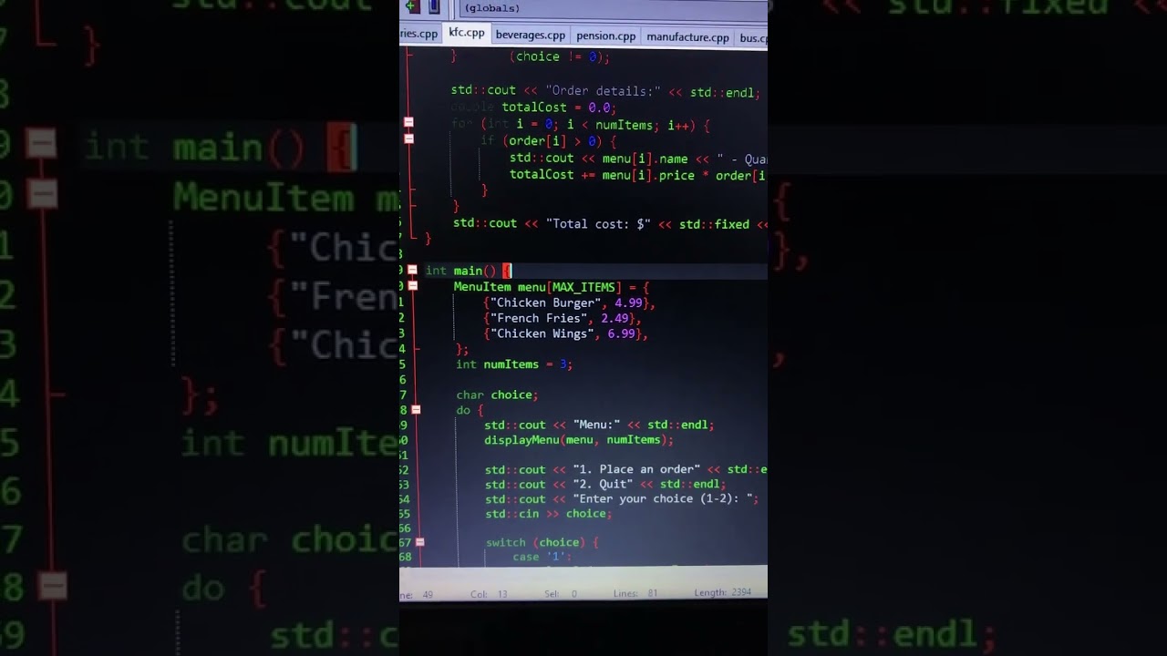 fast food c++ #coding #cpp #code #codemasters #codinglife #codingninja #coderstokyo #coders