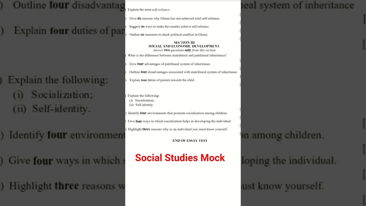 2025 Social Studies Mock questions before tomorrow #2025bece #socialstudies #mock